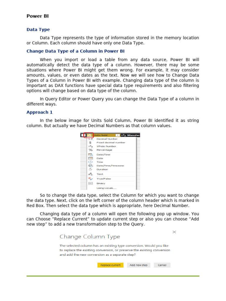 Change Data Types and Filtering in Power BI | PDF | Data Type | Menu ...