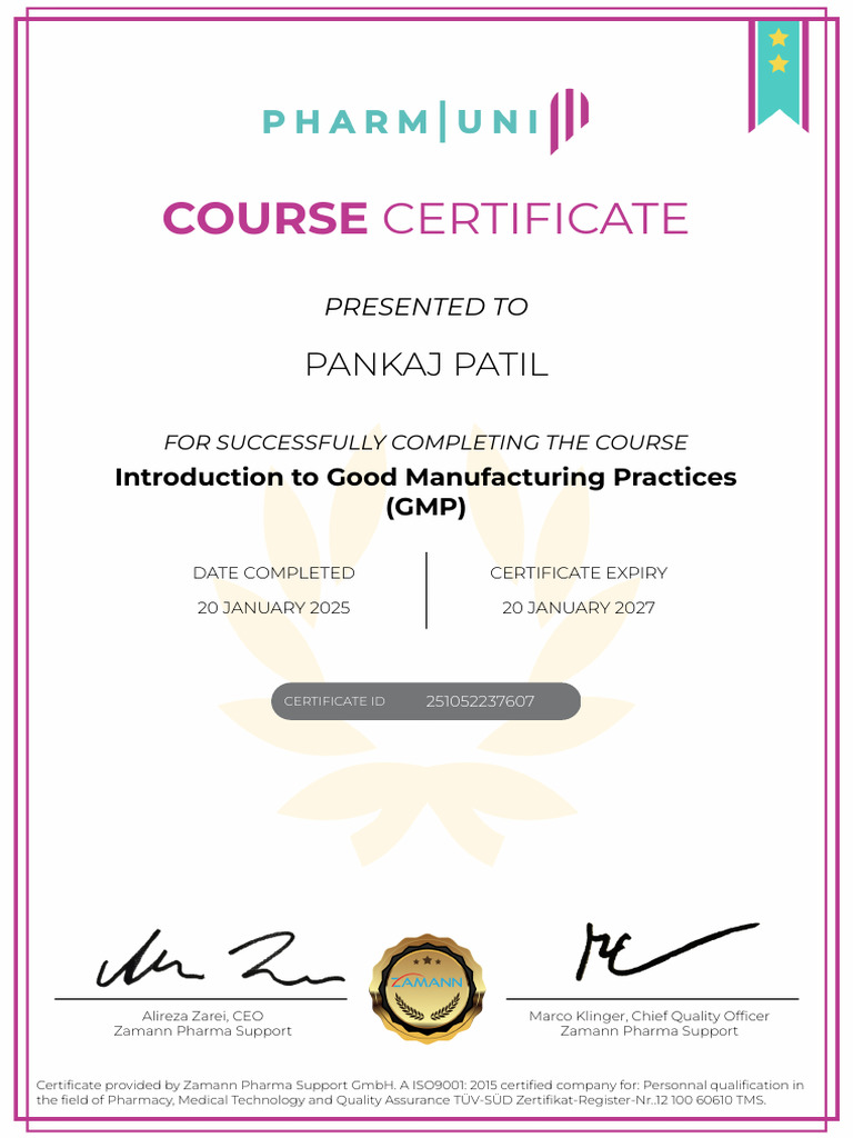 Course: Certificate | PDF