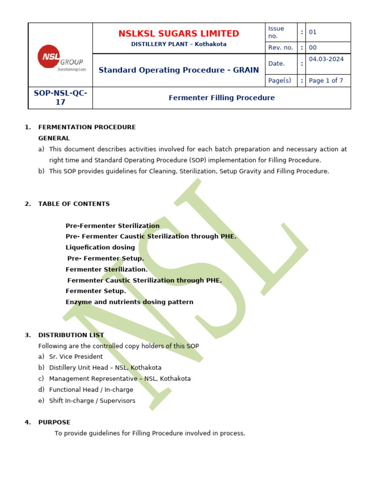 Fermenter Filling SOP for Saczyme Yield | PDF | Chemistry