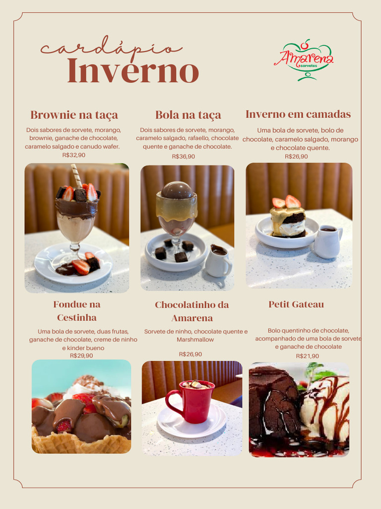 Cardápio de Bolos Confeitaria Elegante Marrom PDF | PDF