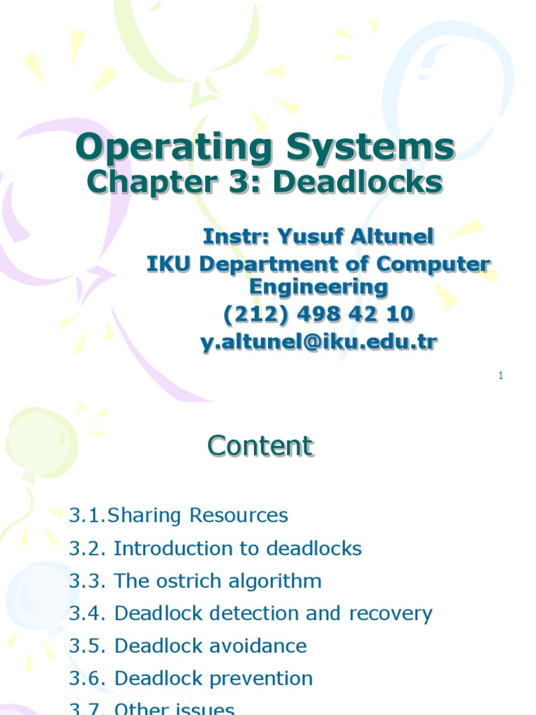 Operating Systems Chapter 3 Deadlocks Pdf Process Computing Computer Programming 