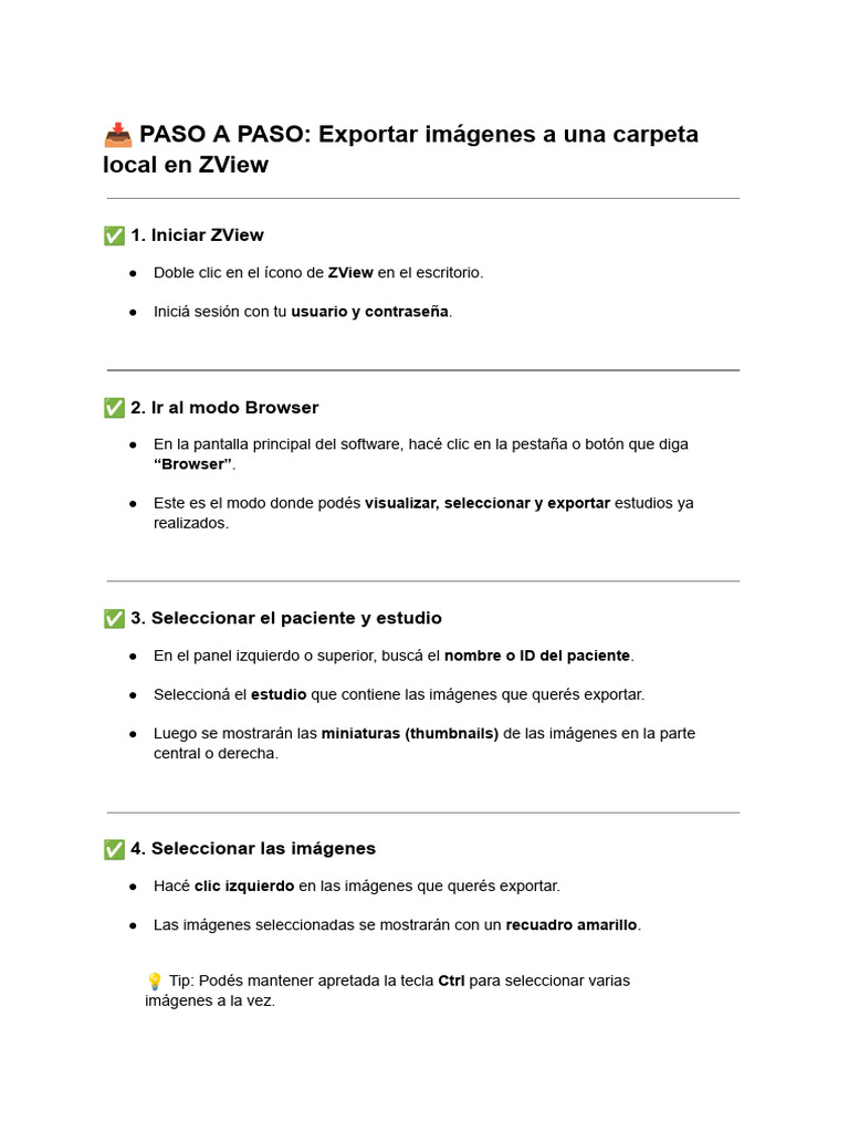 Exportar imágenes en ZView | PDF