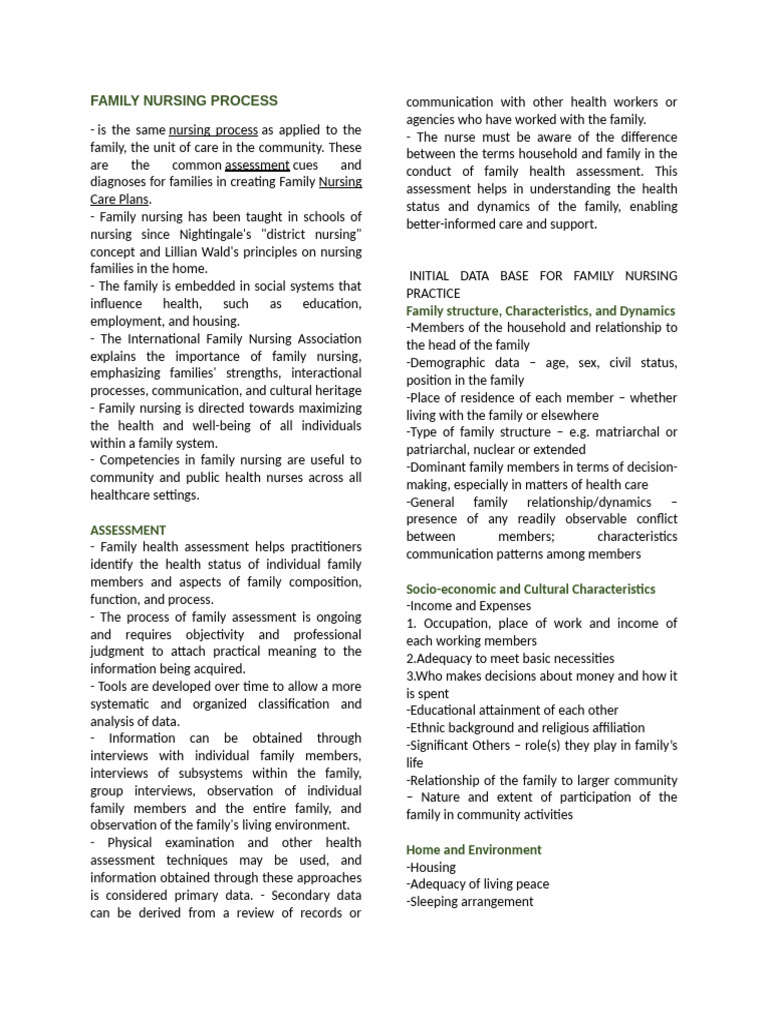 Family Nursing Process Overview | PDF | Evaluation | Diabetes