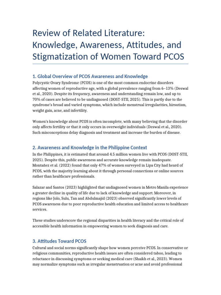 PCOS Awareness and Stigmatization Issues | PDF | Polycystic Ovary ...