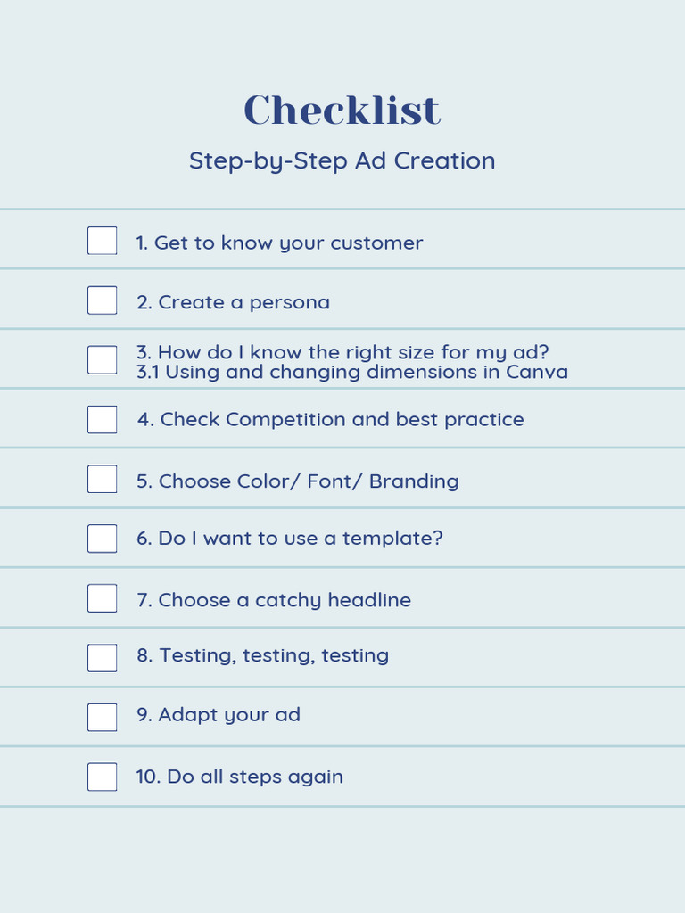 15.1 Checklist - Step-By-Step Ad Creation | PDF
