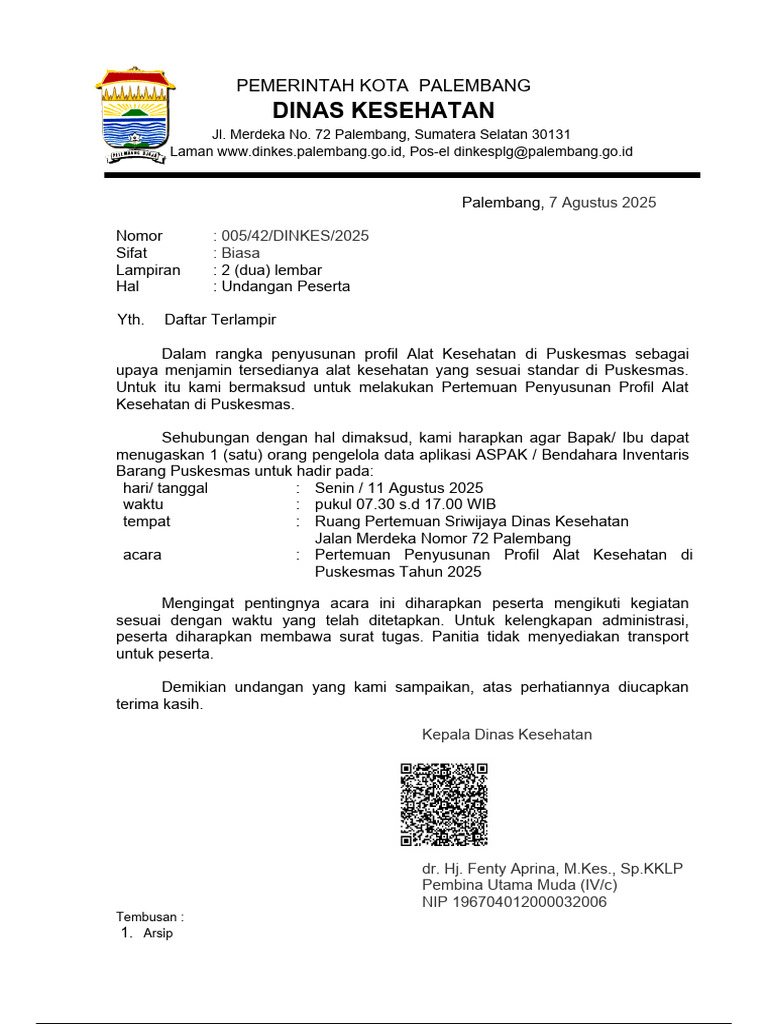 Undangan Peserta Pertemuan Profil Alkes 2025 | PDF