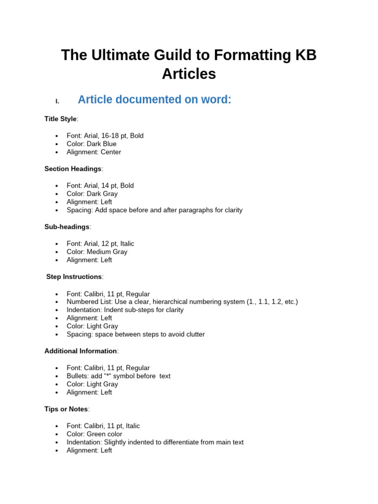 Formatting Guidelines for KB Articles | PDF | Pixel | Graphic Design