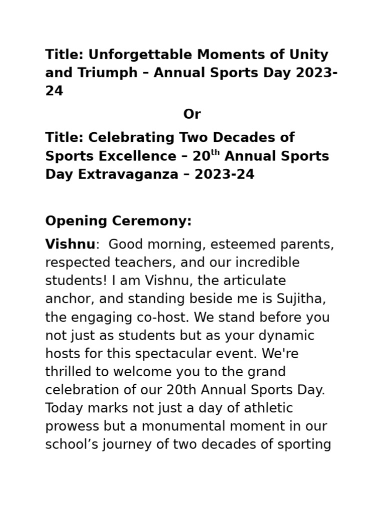 Celebrating Two Decades of Sports Excellence - 20th Annual Sports Day ...