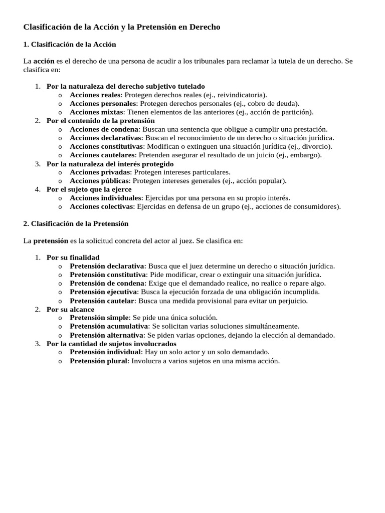 Clasificación de Acción y Pretensión Legal | PDF