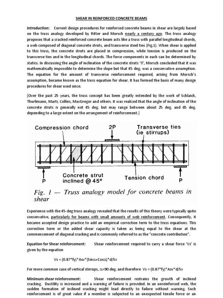 Shear Reinforcement in Concrete Beams | PDF | Truss | Beam (Structure)
