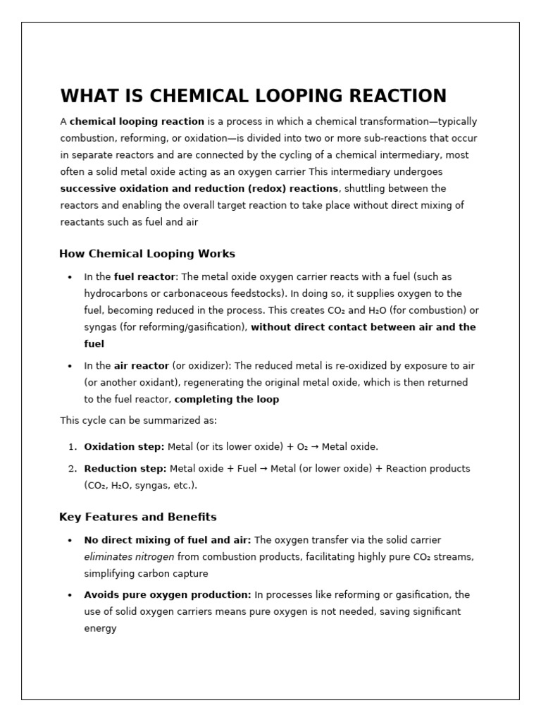 Understanding Chemical Looping Reactions | PDF | Redox | Secondary ...