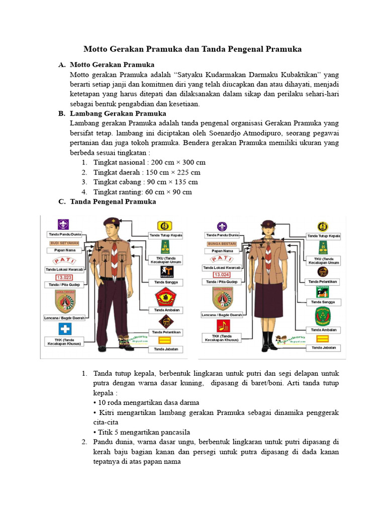 Motto Dan Tanda Pengenal Gerakan Pramuka | PDF