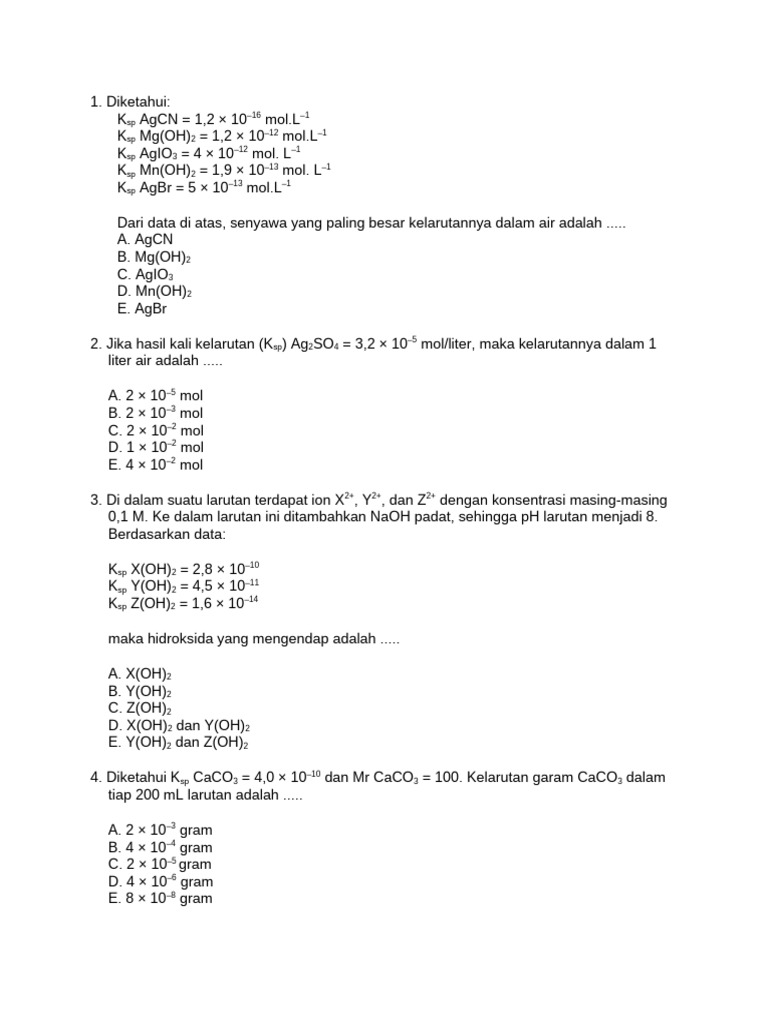 Ksp dan Kelarutan Senyawa Kimia dalam Air | PDF