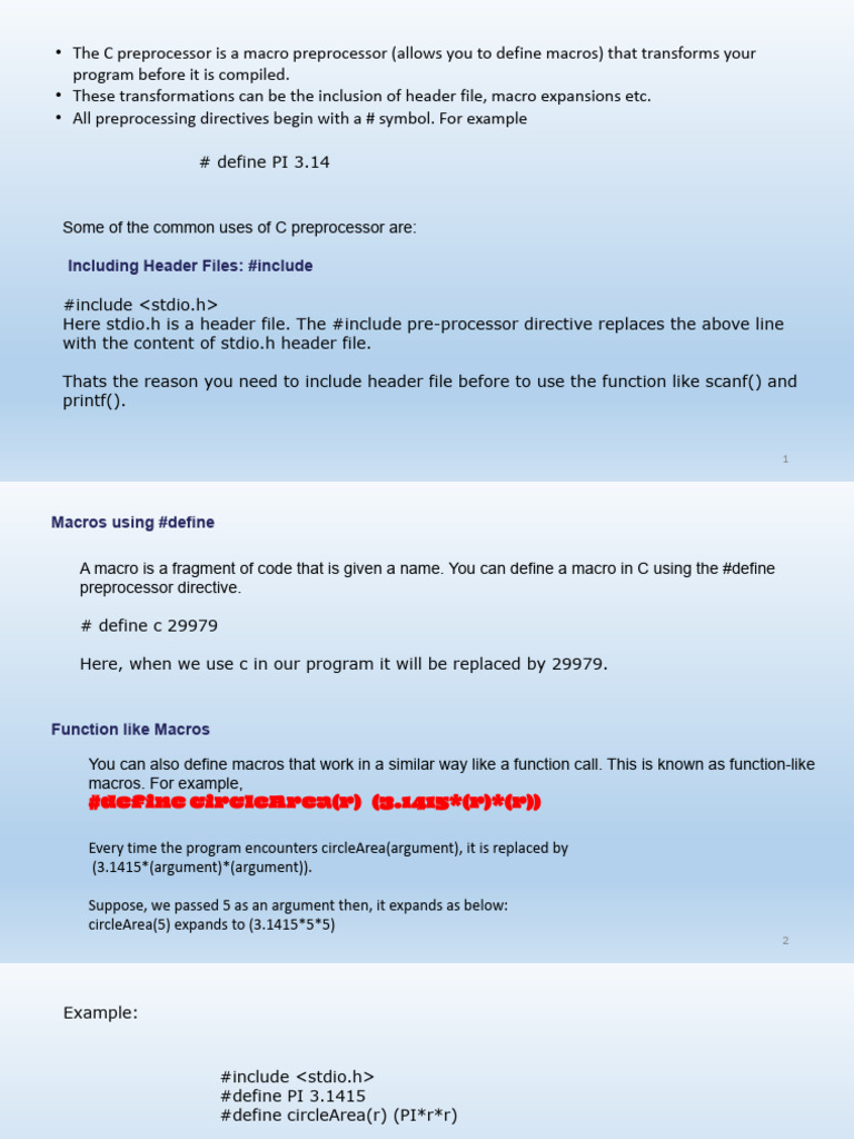C Preprocessor and Storage Classes in C | PDF | Computer Engineering ...