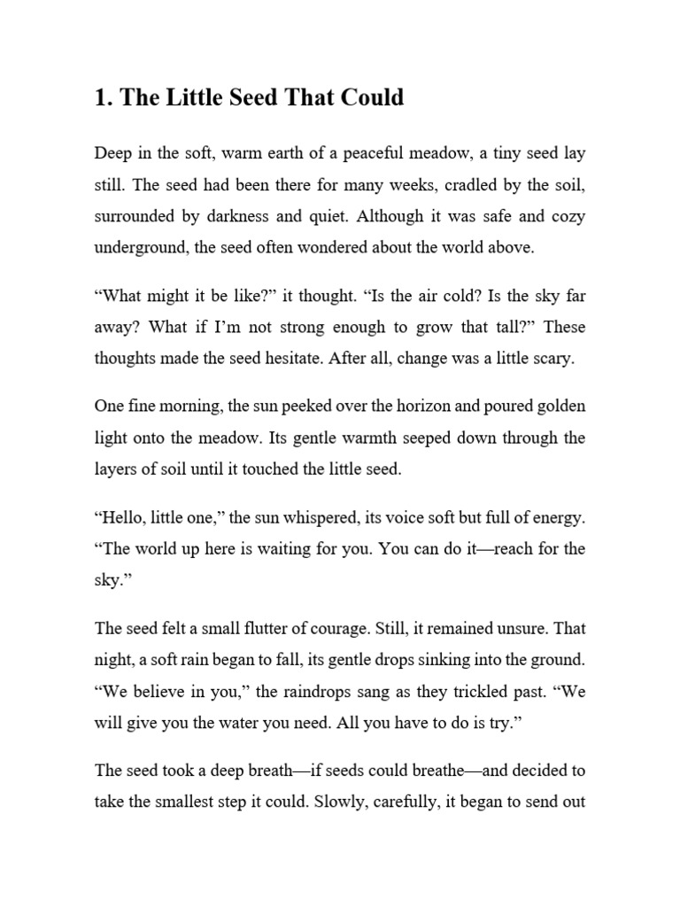 The Little Seed's Journey to Growth | PDF