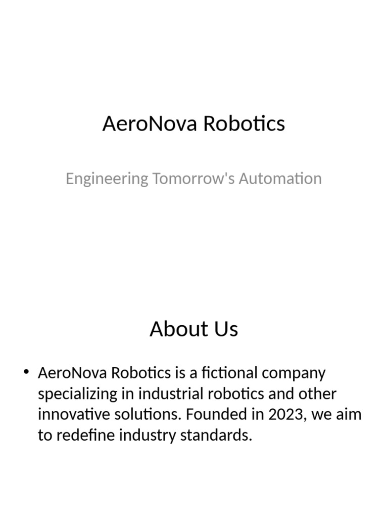 AeroNova Robotics: Innovating Automation Solutions | PDF