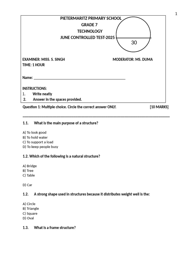 Grade 7 Technology Exam: Term 4 2025 | PDF | Landline