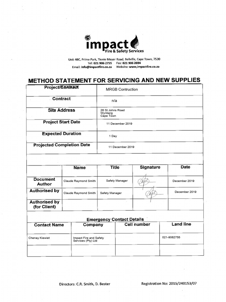 IFSS Method Statement Completed Signed | PDF