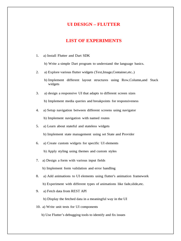 UI DESIGN-FLUTTER - Syllabus | PDF