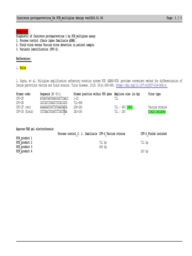 01 - CPPV-1 - DX PCR - Multiplex Design Ver2024.01.06 | PDF ...
