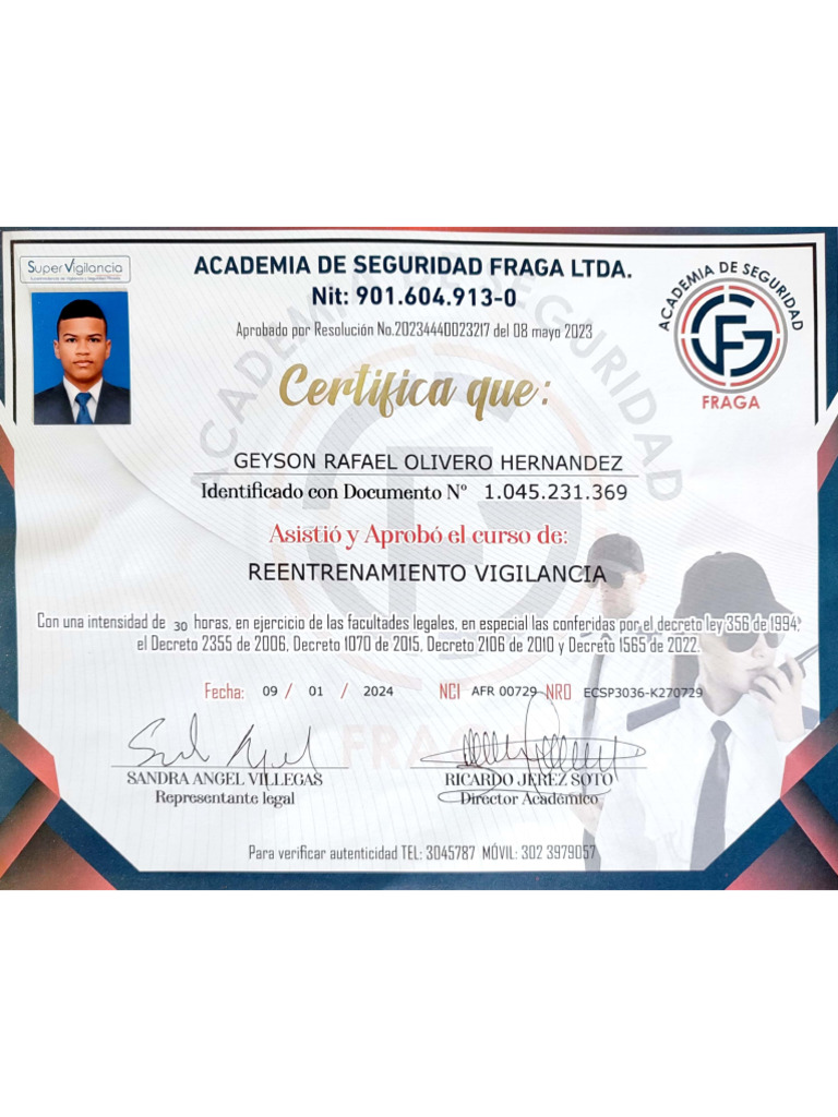 Certificado Re Vig - Cel | PDF