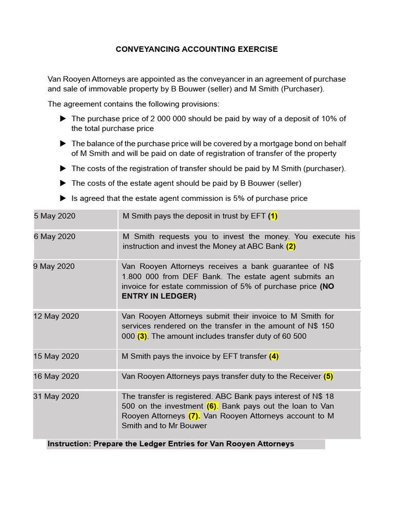 Conveyancing Accounting Exercise Final | PDF | Banks | Conveyancing