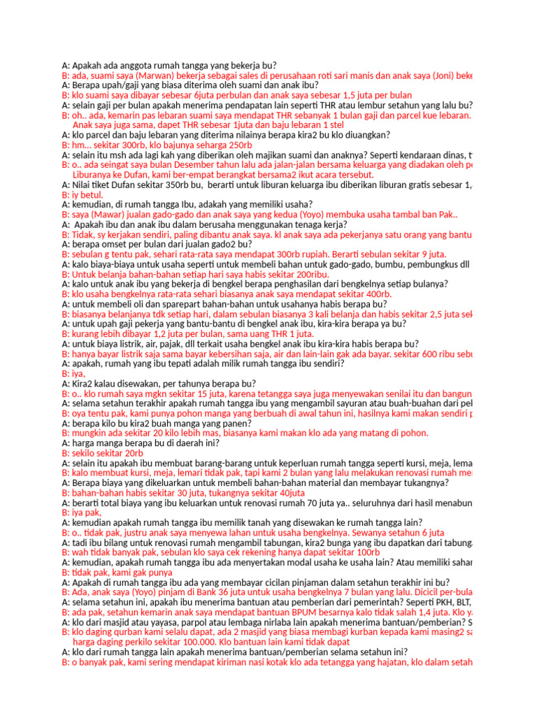 Dummy Kuesioner Blok V Susenas 2024 | PDF