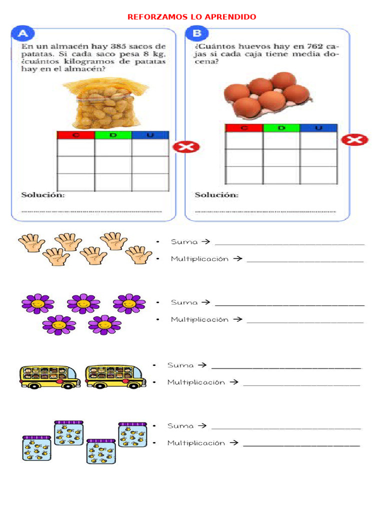 Ficha Multiplicamos a Partir de La Suma Repetida | PDF