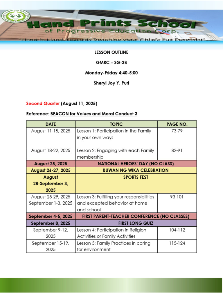 GMRC 3 - Lesson Outline (Q2) | PDF