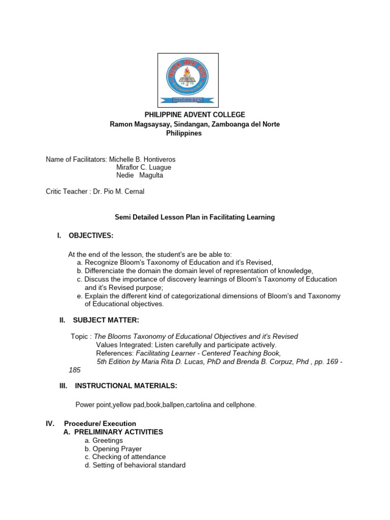 Bloom's Taxonomy Lesson Plan 2025 | PDF | Learning | Lesson Plan