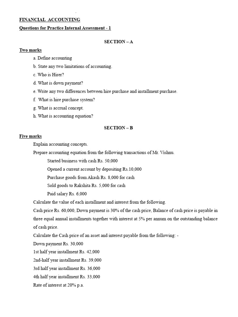 Financial Accounting Practice Questions | PDF | Interest | Prices