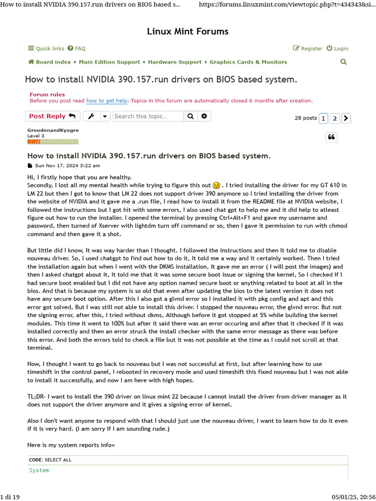 How To Install NVIDIA 390.157.run Drivers On BIOS Based System. - Linux ...