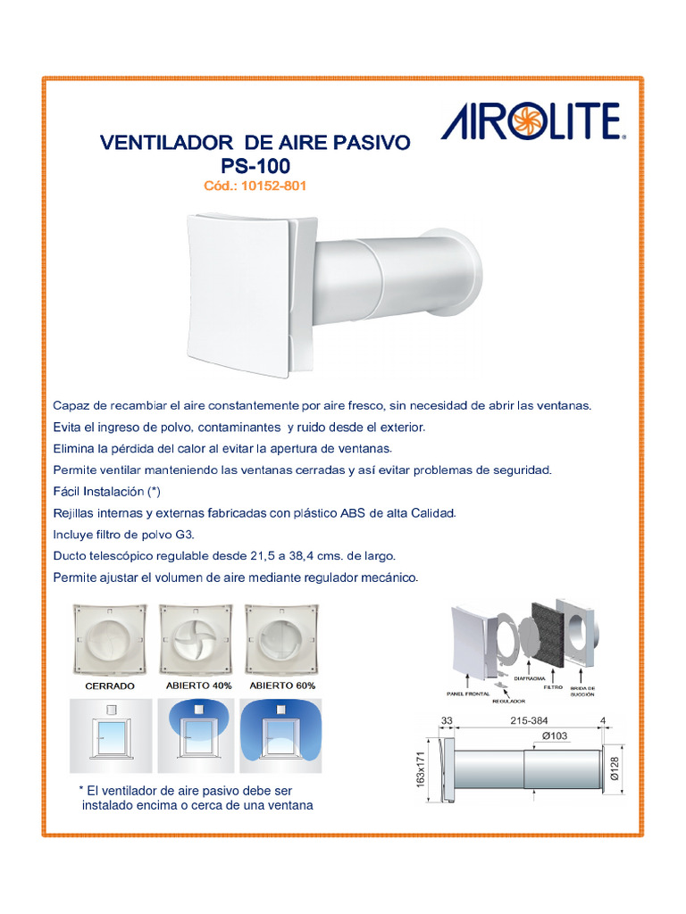 Ficha PS 100 - Ventilación Pasiva | PDF