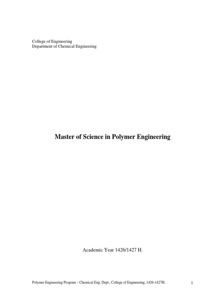 Master Polymer Engineering | PDF | Polymers | Chemical Reactor