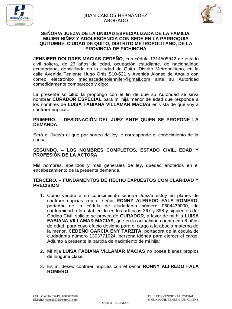 Curaduría Sra. Jennifer | PDF | Justicia | Crimen y violencia