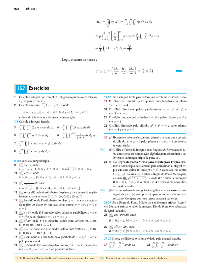 Exercícios Integrais Triplas | PDF | Sistema de coordenada cartesiana ...