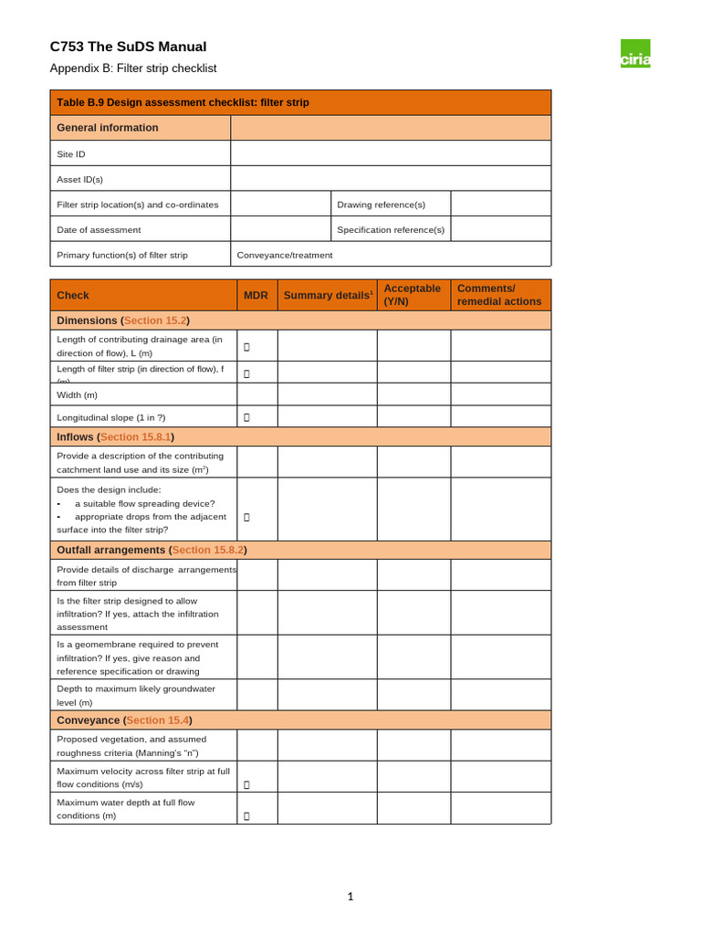 Filter Strip Design Assessment Checklist | PDF | Discharge (Hydrology ...