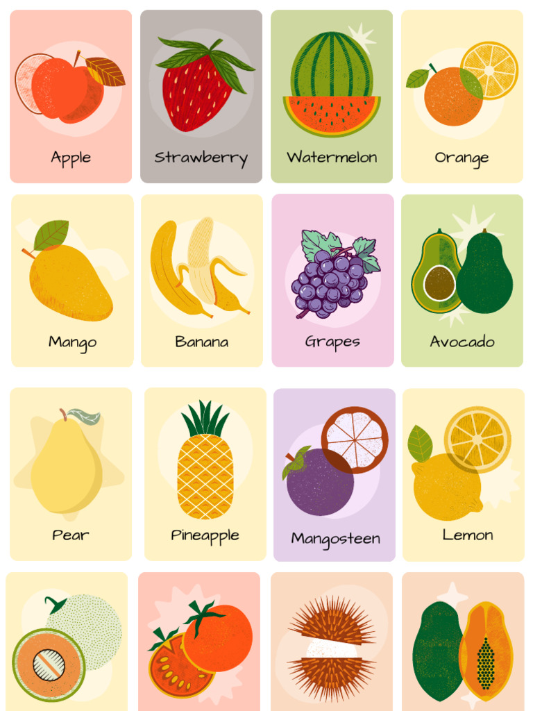 Flashcard Kind of Fruits | PDF