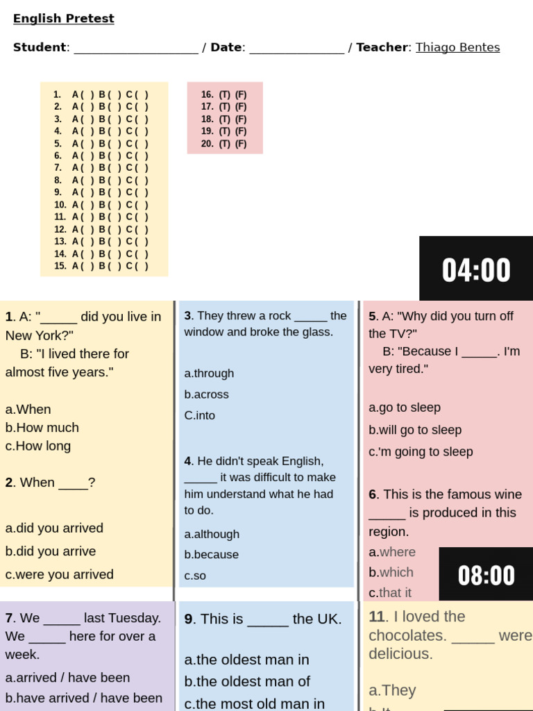 6th Grade - Mini Test | PDF | Chess | Chess Theory