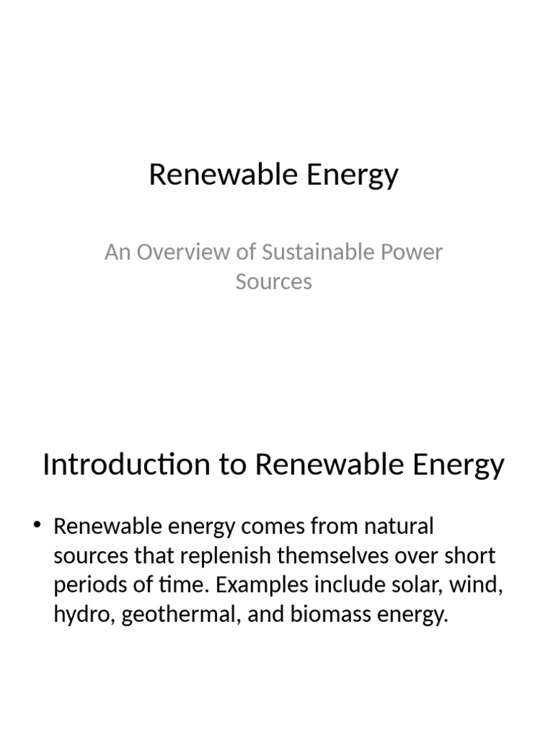 Overview of Renewable Energy Sources | PDF