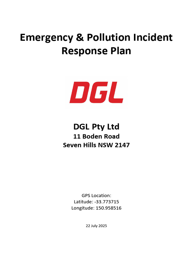 Emergency & Pollution Incident Response Plan (Seven Hills) | PDF ...