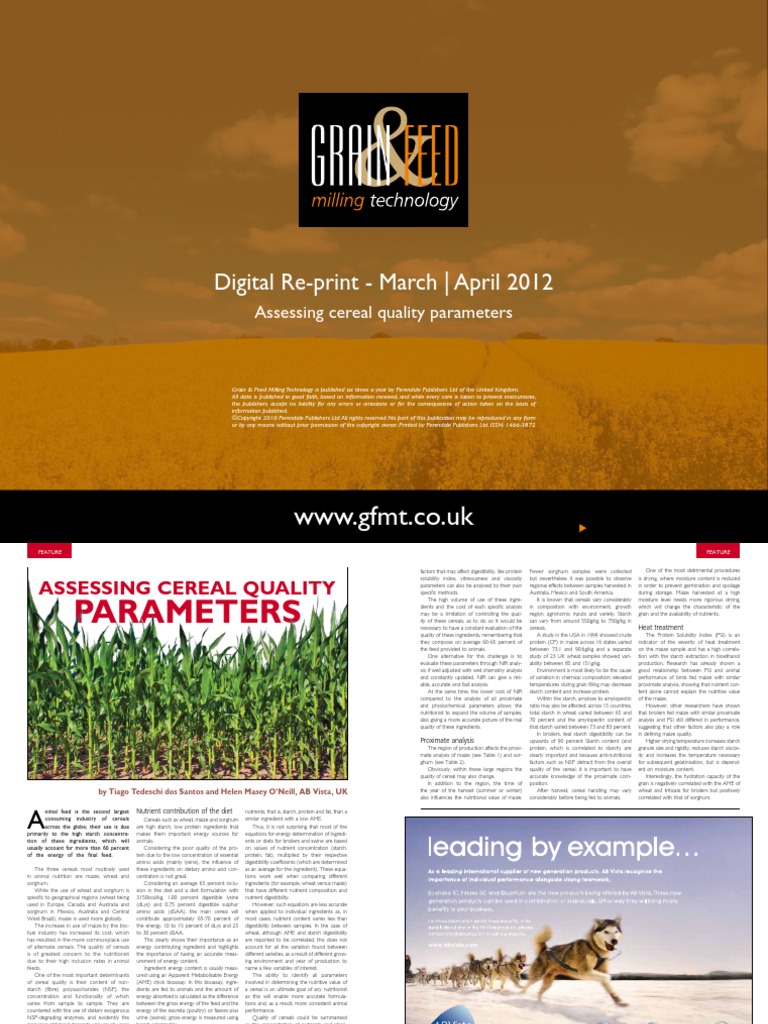 Assessing Cereal Quality Parameters | PDF | Animal Feed | Maize