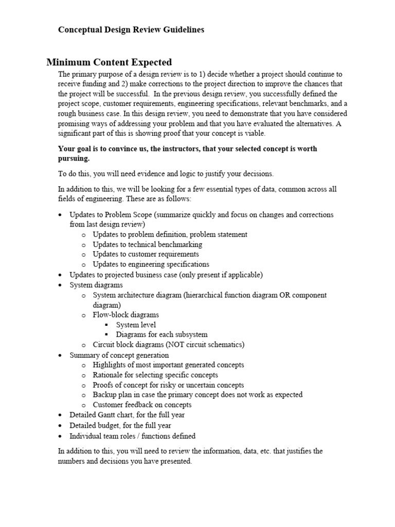 Conceptual Design Review Guidelines | PDF | System | Concept