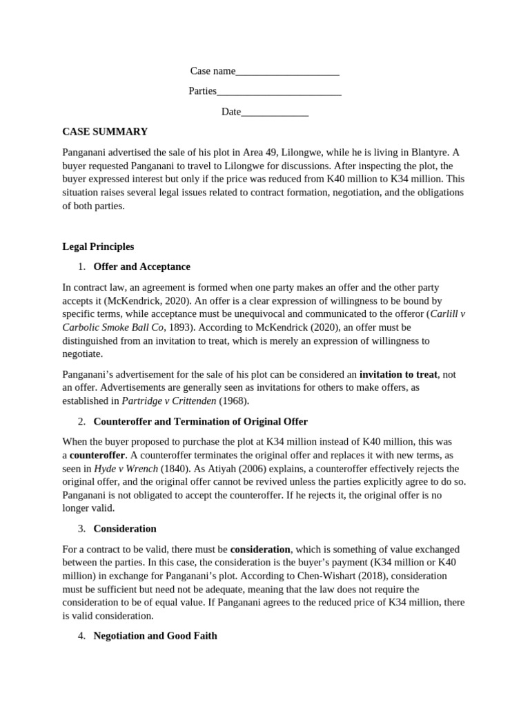 Stocker Bussiness Law Assignment | PDF | Offer And Acceptance | Consideration