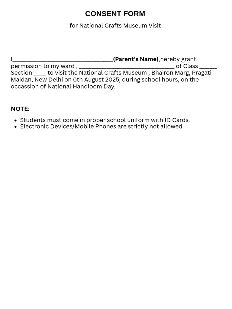 Consent Form: (Parent's Name) | PDF
