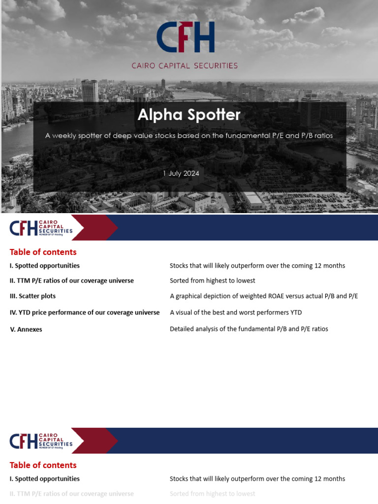 Cairo Financial Holding Alpha Spotter - 1 July 2024 | PDF | Price ...