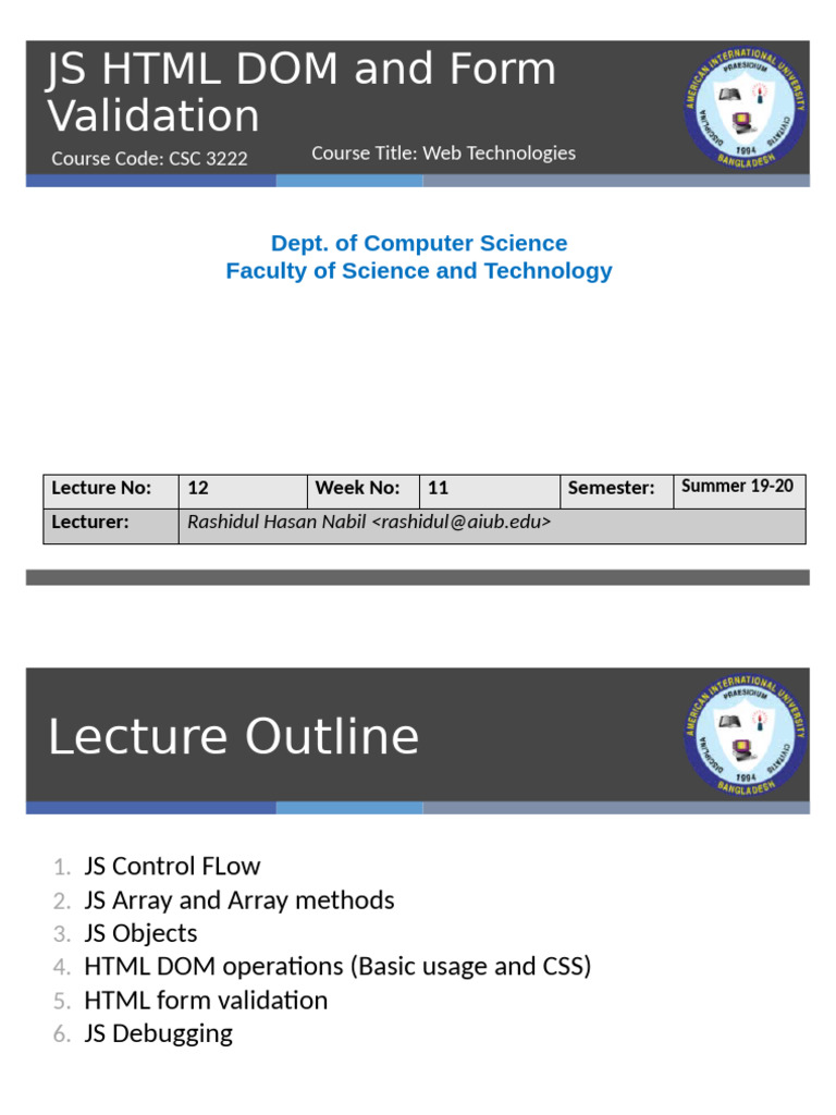 JavaScript Form Validation Guide | PDF | Control Flow | Java Script