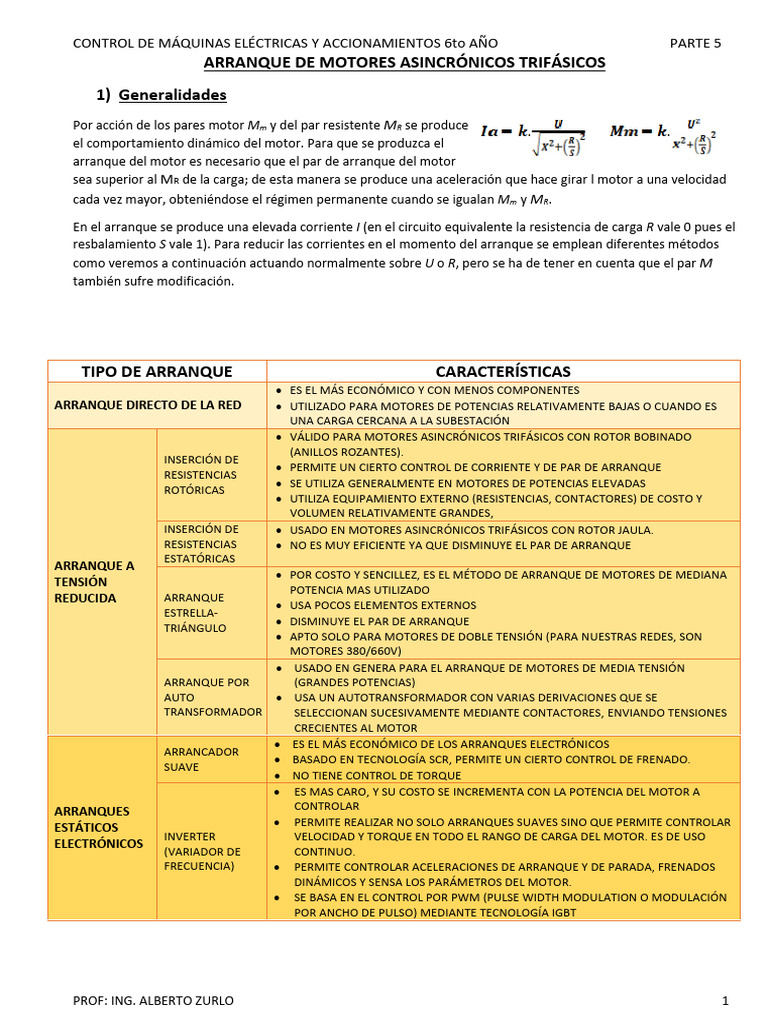 ARRANQUE DE MOTORES ASINCR-NICOS TRIF-SICOS r3 | PDF | Corriente eléctrica | Motores