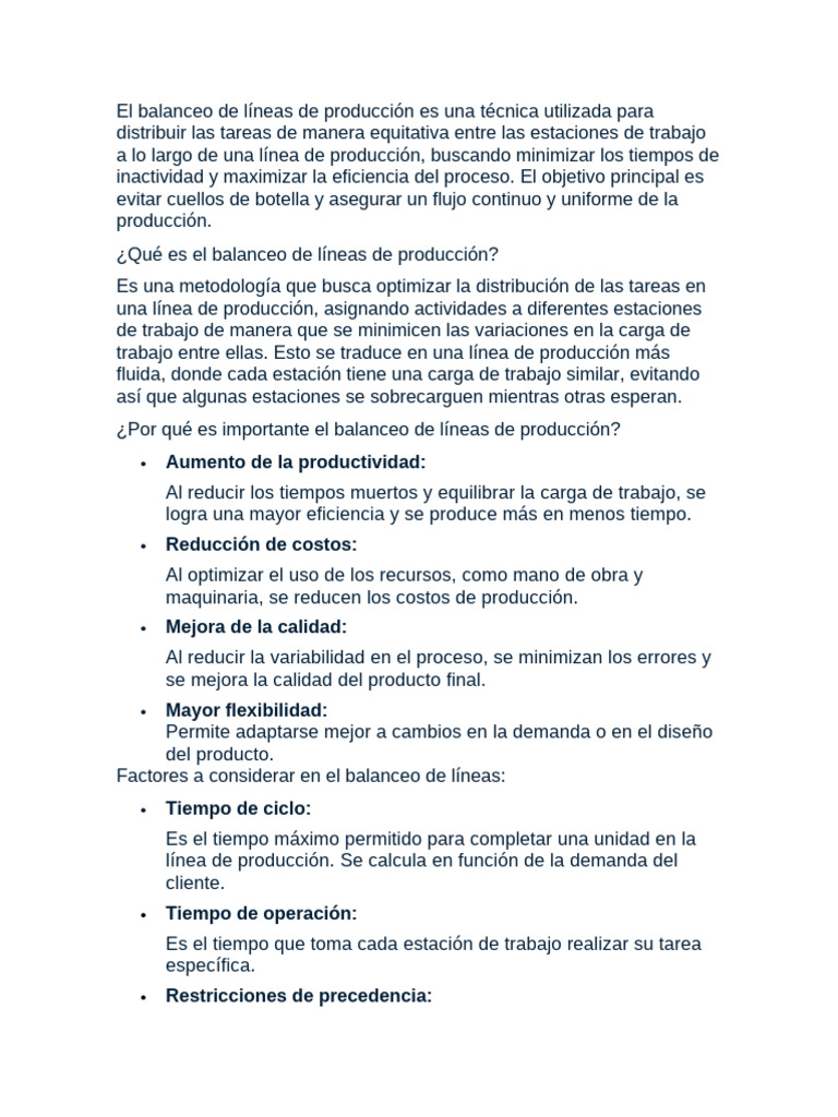 Balanceo de Líneas en Lean Manufacturing | PDF | Lean Manufacturing ...