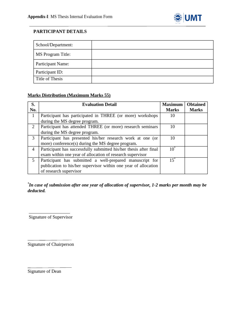 AppendixI-MS MPhil Thesis Internal Evaluation Form | PDF